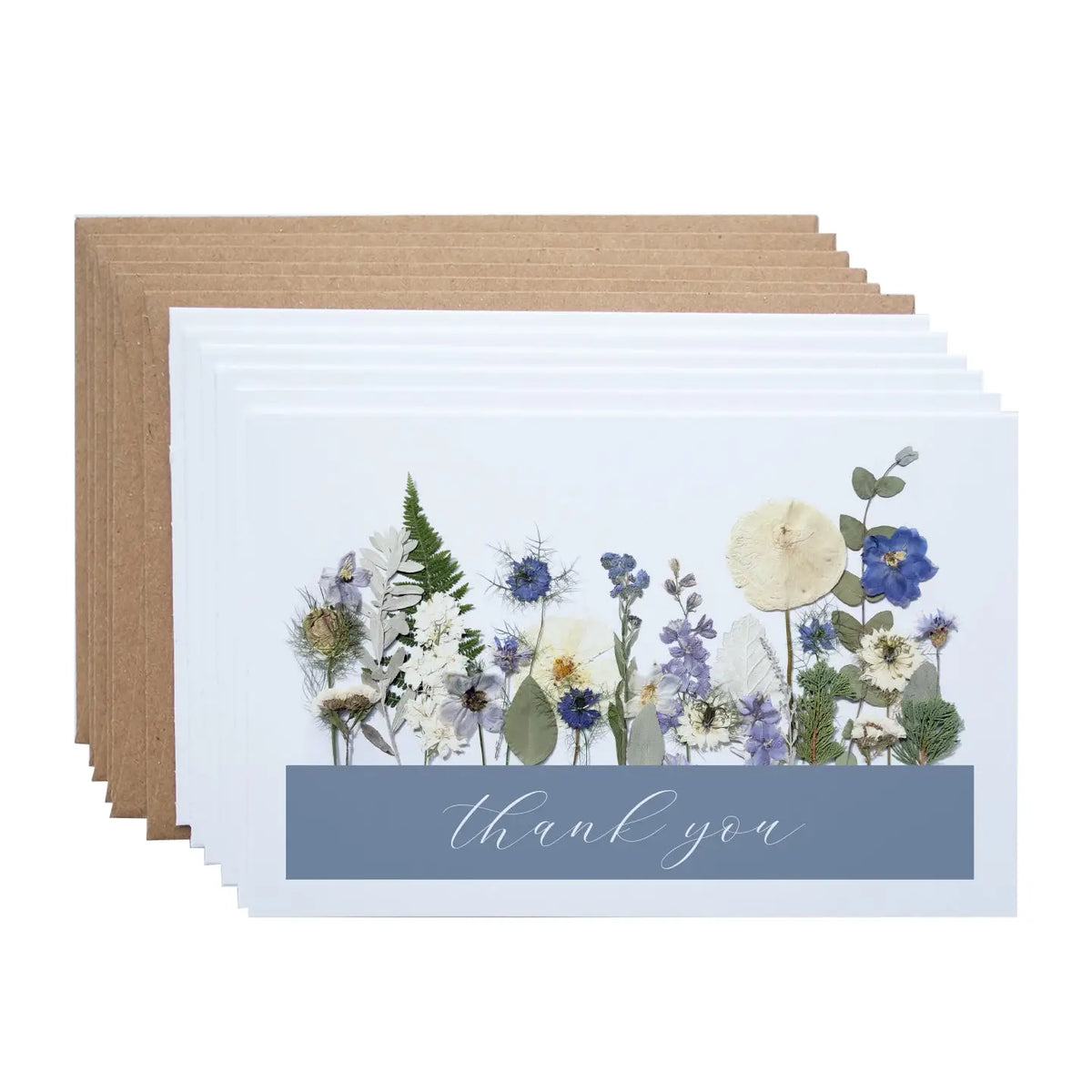 Pressed Blue Flower Note Card Set – Trainyard Store